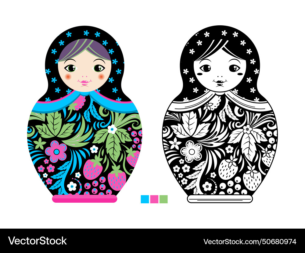 Russian doll authentic decorative toy Royalty Free Vector