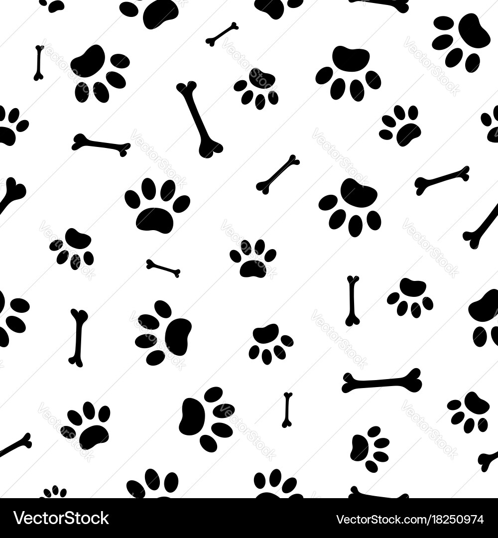 Seamless pattern paw prints dogs and bones Vector Image