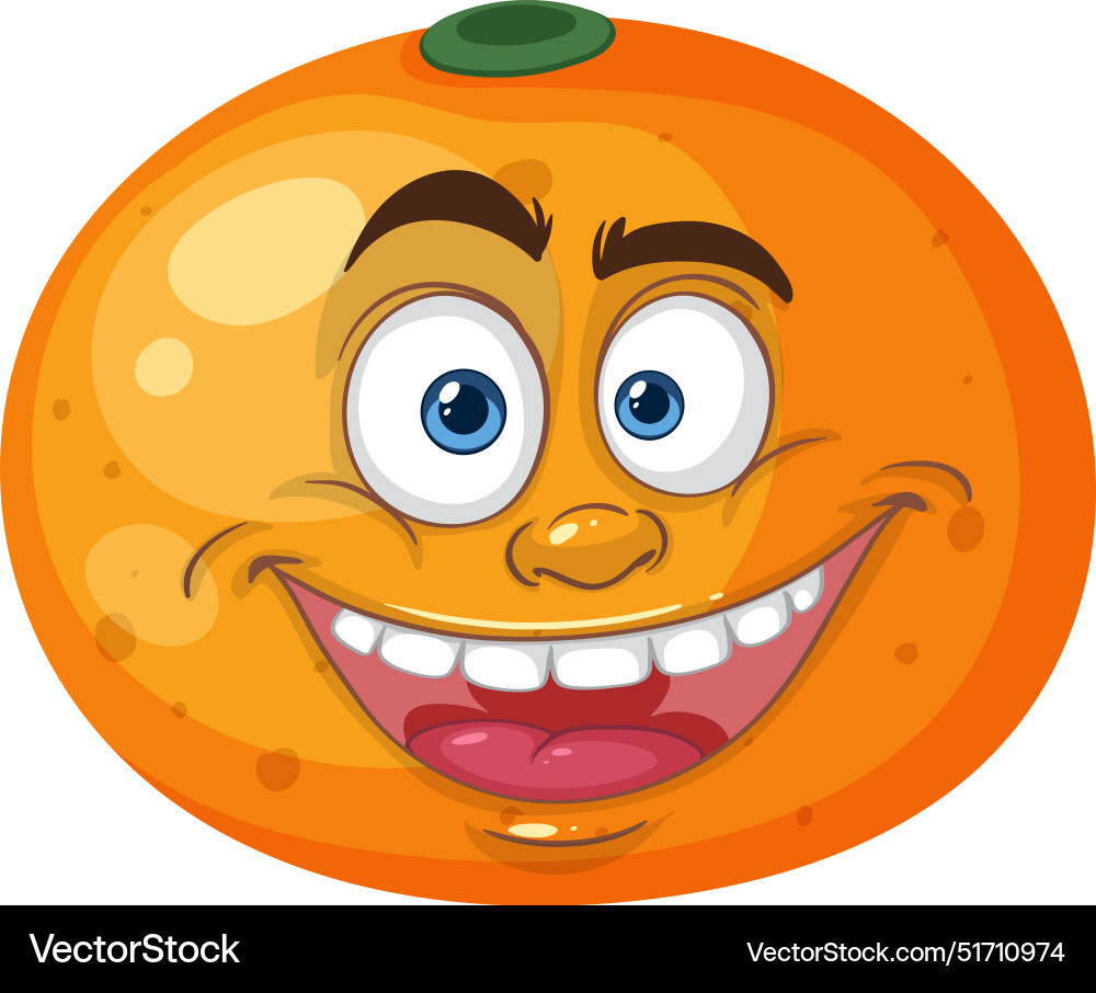 Smiling orange with expressive eyes and mouth Vector Image