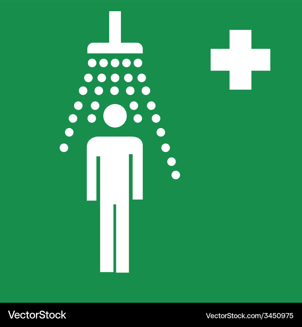 First aid shower safety sign Royalty Free Vector Image