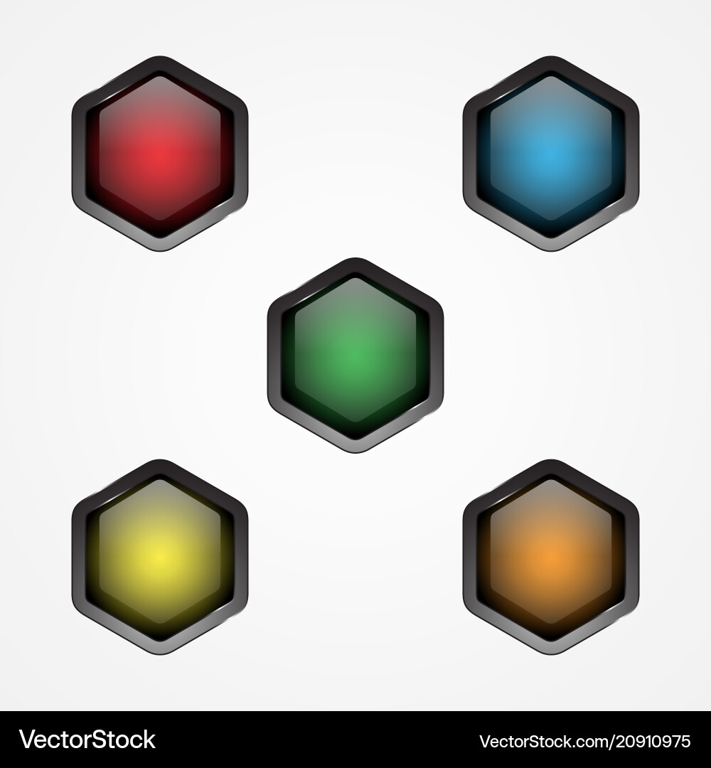 Hexagon button Royalty Free Vector Image - VectorStock
