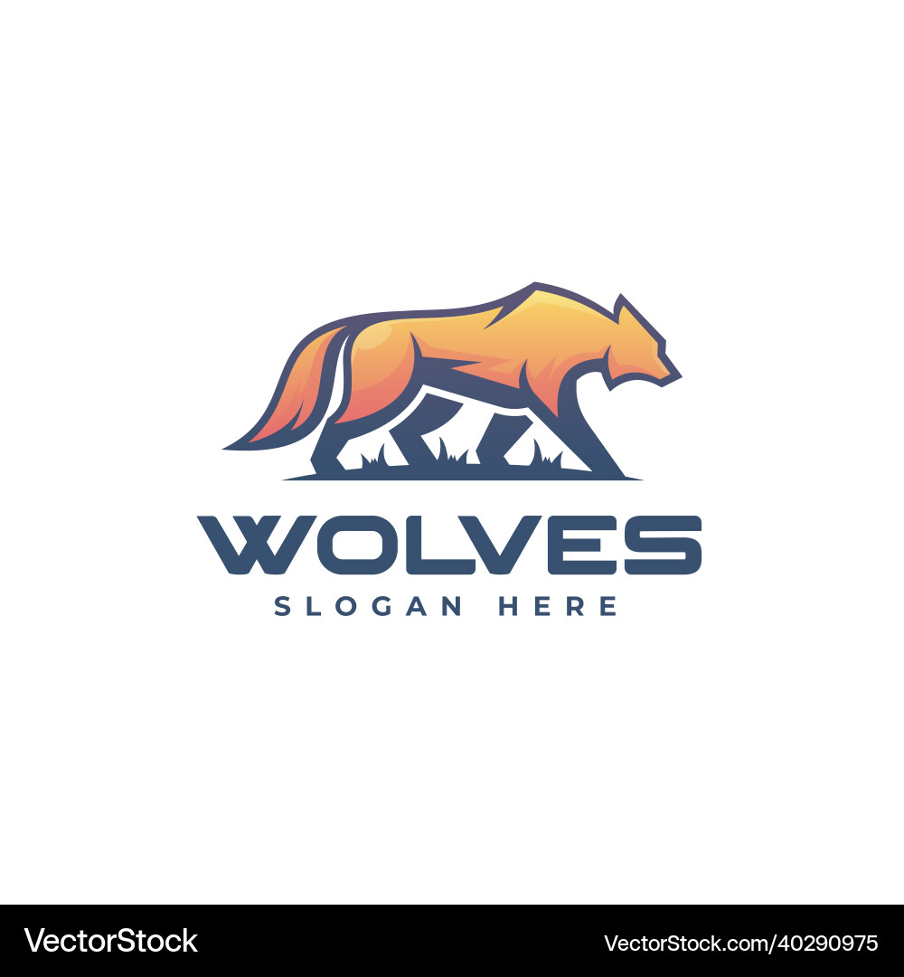 Logo wolf mascot gradient style Royalty Free Vector Image