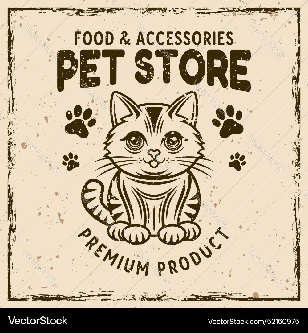 Pet store emblem concept with cute cartoon Vector Image