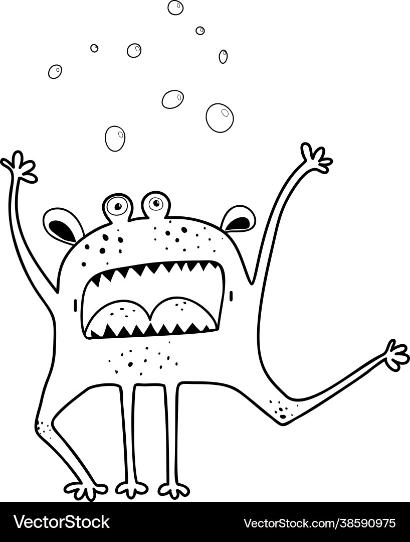 Screaming angry monster character coloring page Vector Image