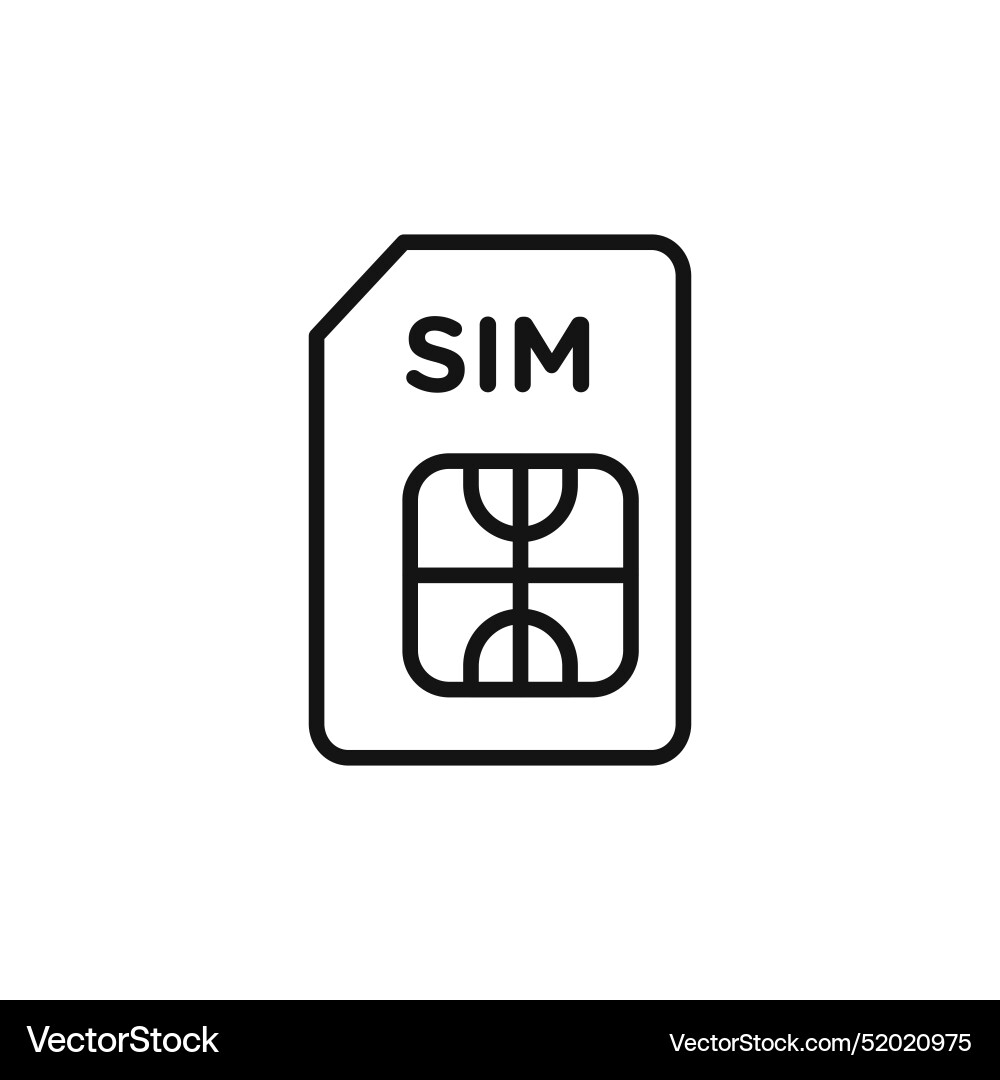 Sim card icon outline collection in black Vector Image