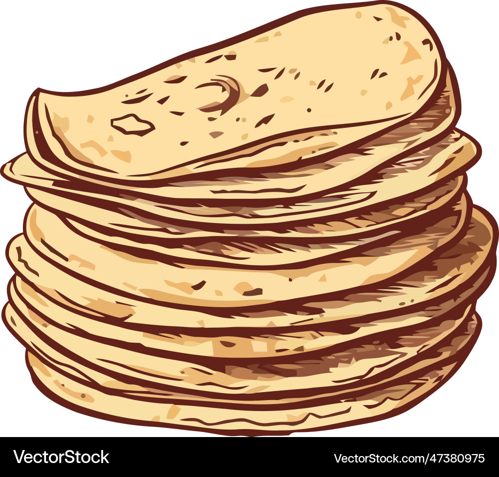 Stack of homemade pita bread Royalty Free Vector Image