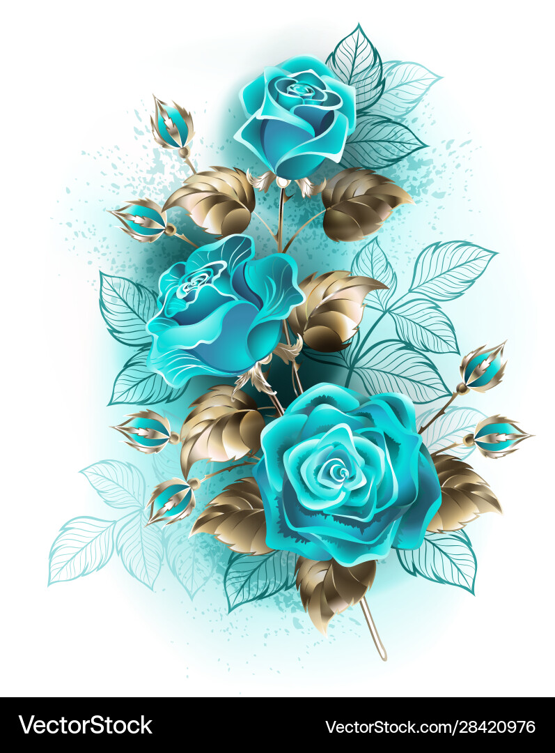 Bouquet turquoise roses Royalty Free Vector Image