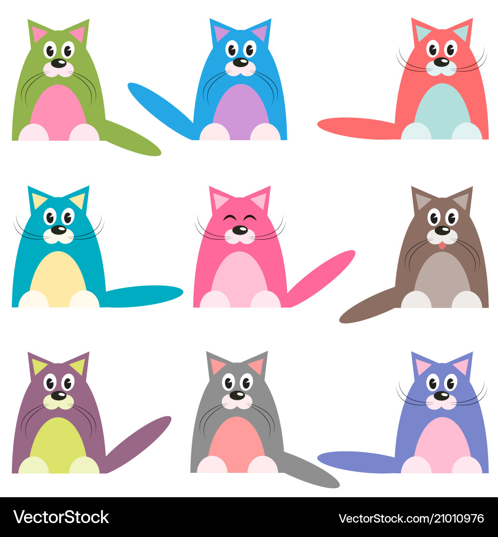 Cute colorful cats set Royalty Free Vector Image