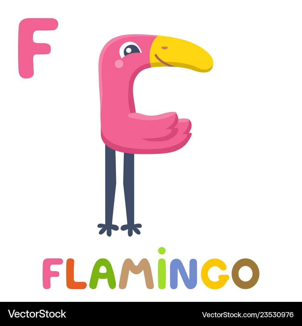 Cute Flamingo Letter F Royalty Free Vector Image