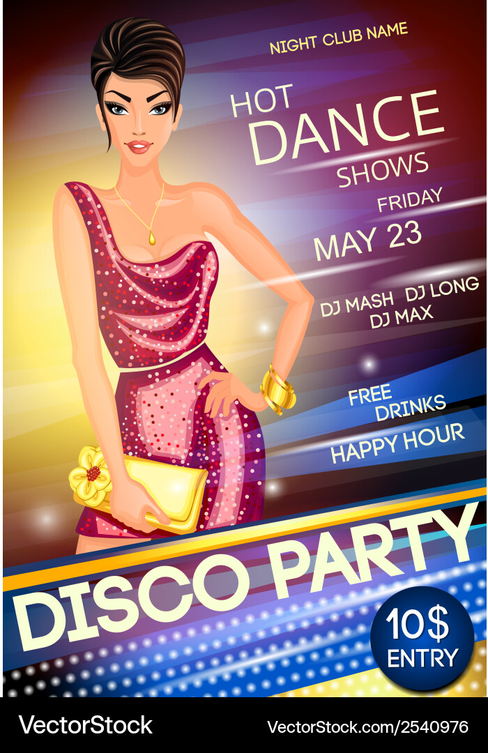 Disco party poster Royalty Free Vector Image - VectorStock