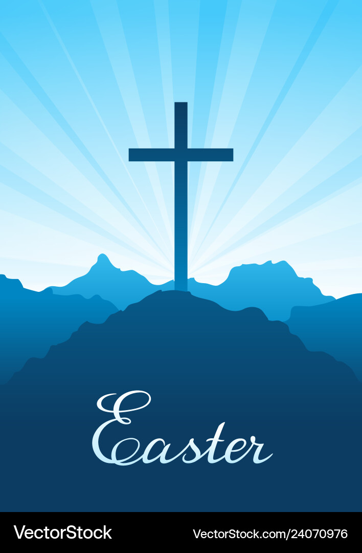 Easter greeting card with cross Royalty Free Vector Image