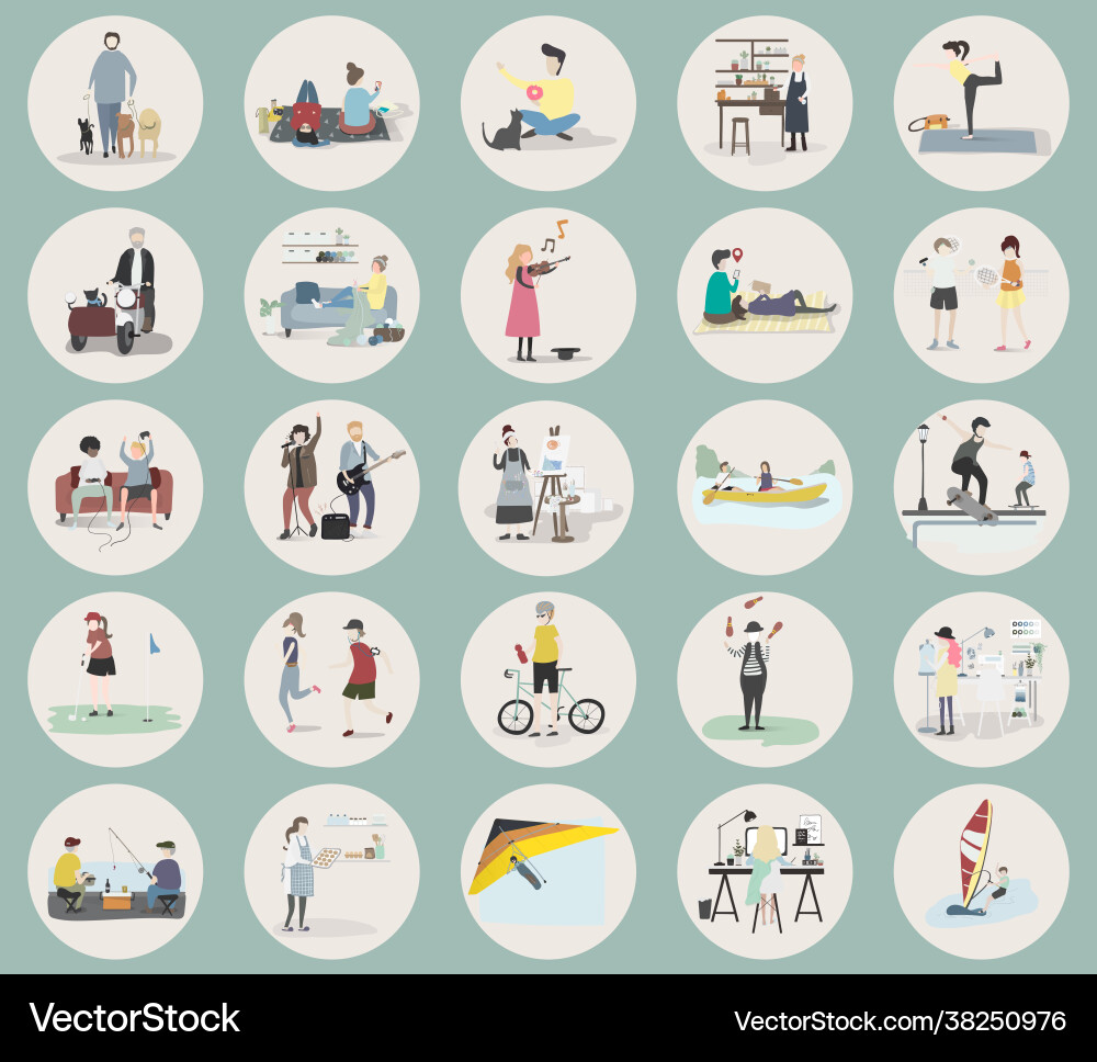 Human hobbies and activities Royalty Free Vector Image