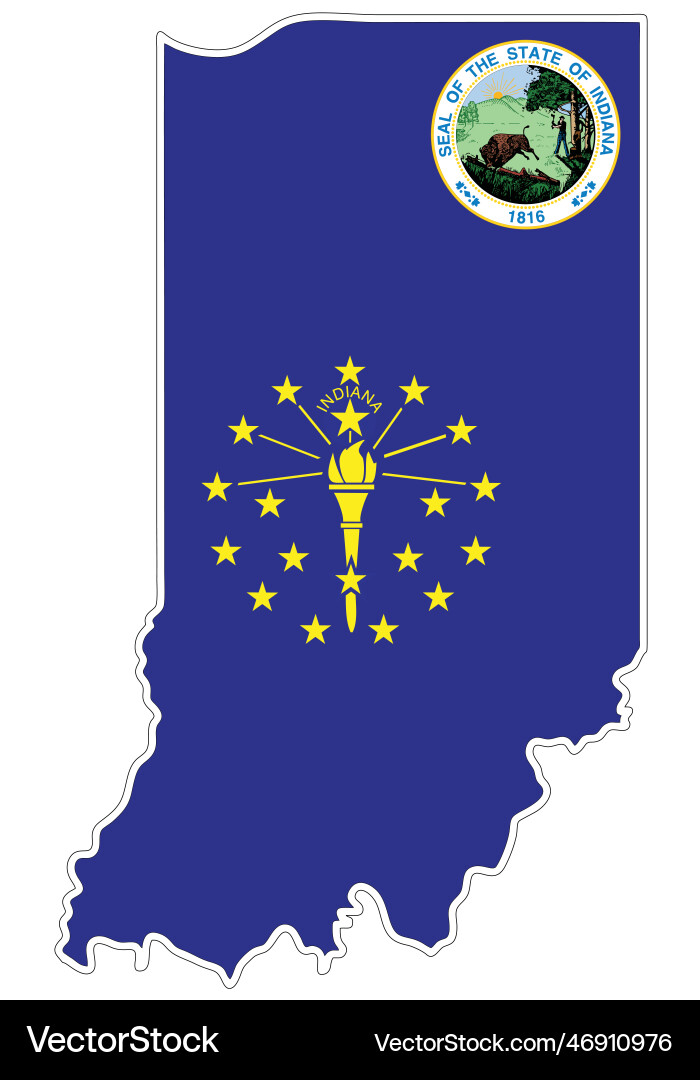 Map of indiana state usa Royalty Free Vector Image