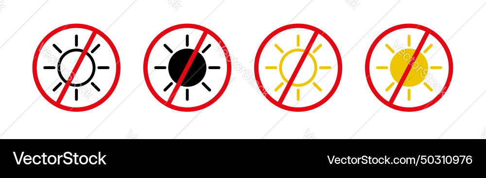 No sun icon setforbidden sunlight exposure symbol Vector Image