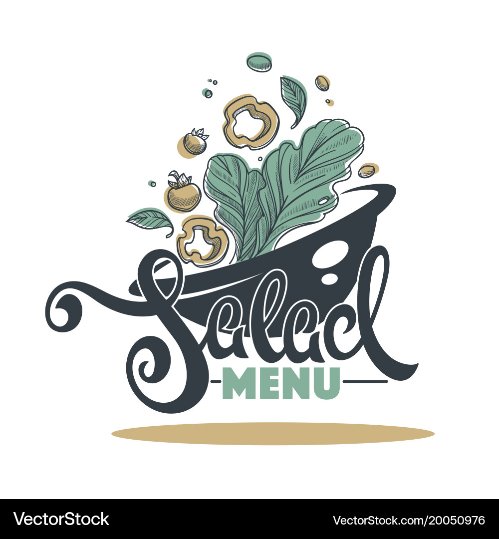 Salad bar menu logo emblem and symbol lettering Vector Image