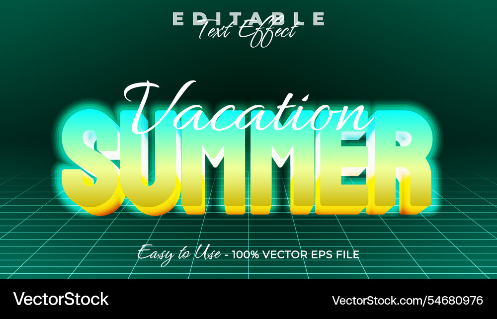 Vacation summer editable text style effect – Free Vector | VectorStock