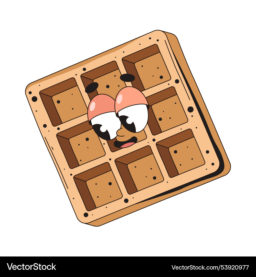 Belgian waffle cartoon character pop art Vector Image