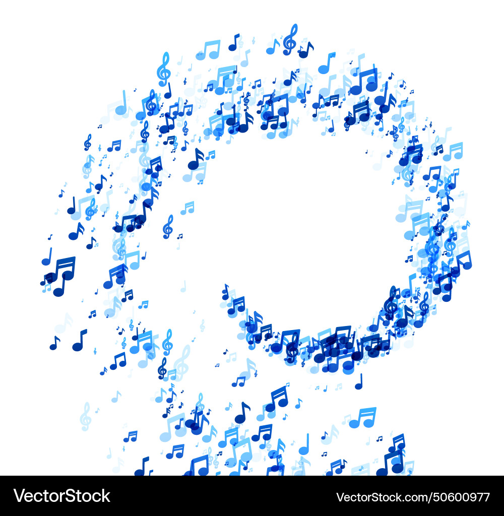Circular swirl of blue music notes Royalty Free Vector Image