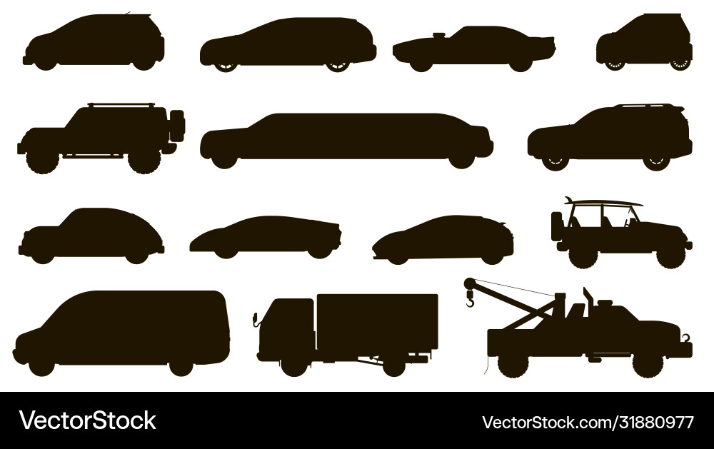 Diverse Automobile Silhouettes Royalty Free Vector Image