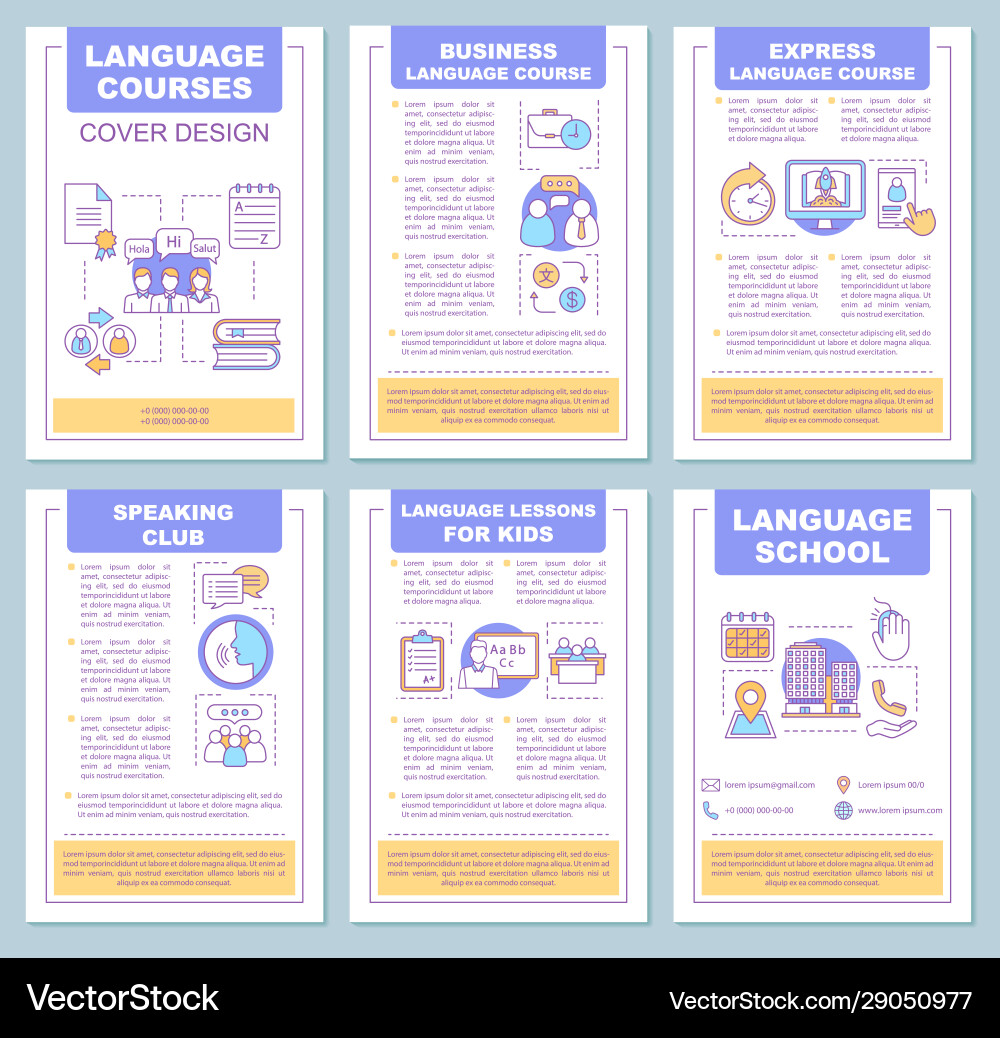 Foreign language school brochure template Vector Image