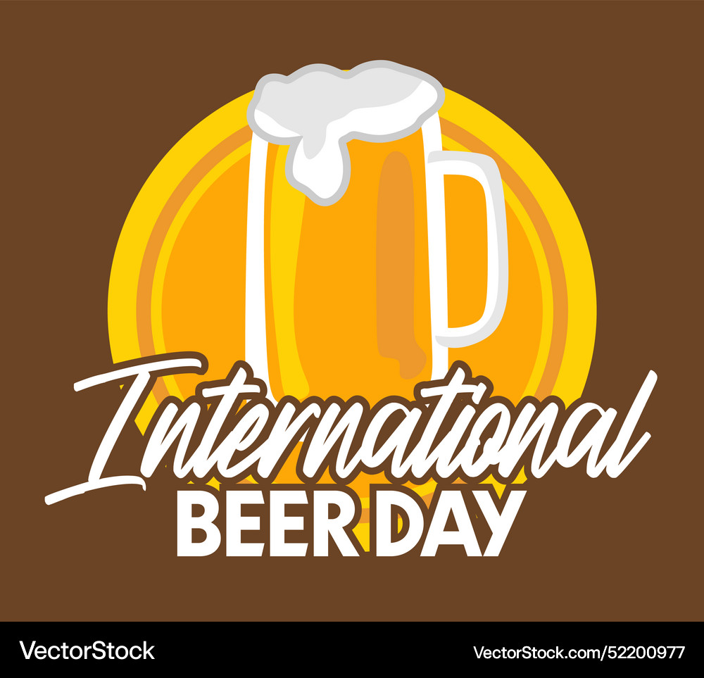 Happy beer day with a glass Royalty Free Vector Image