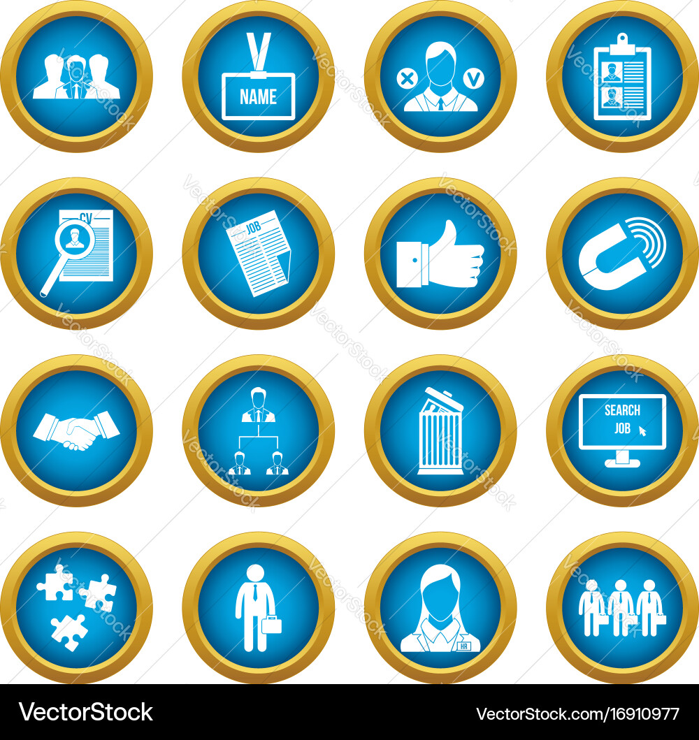 Human resource management icons blue circle set Vector Image