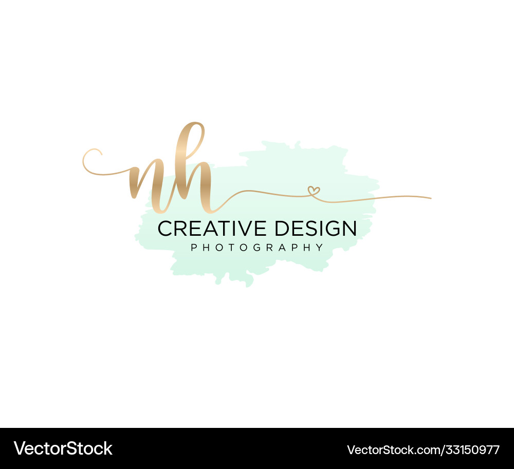 Initial nh handwriting logo with brush template Vector Image