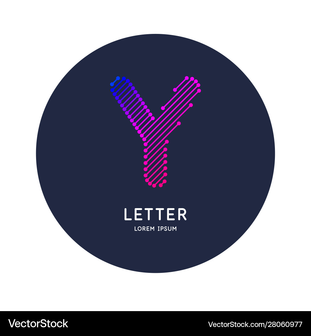 Letter y latin alphabet display Royalty Free Vector Image