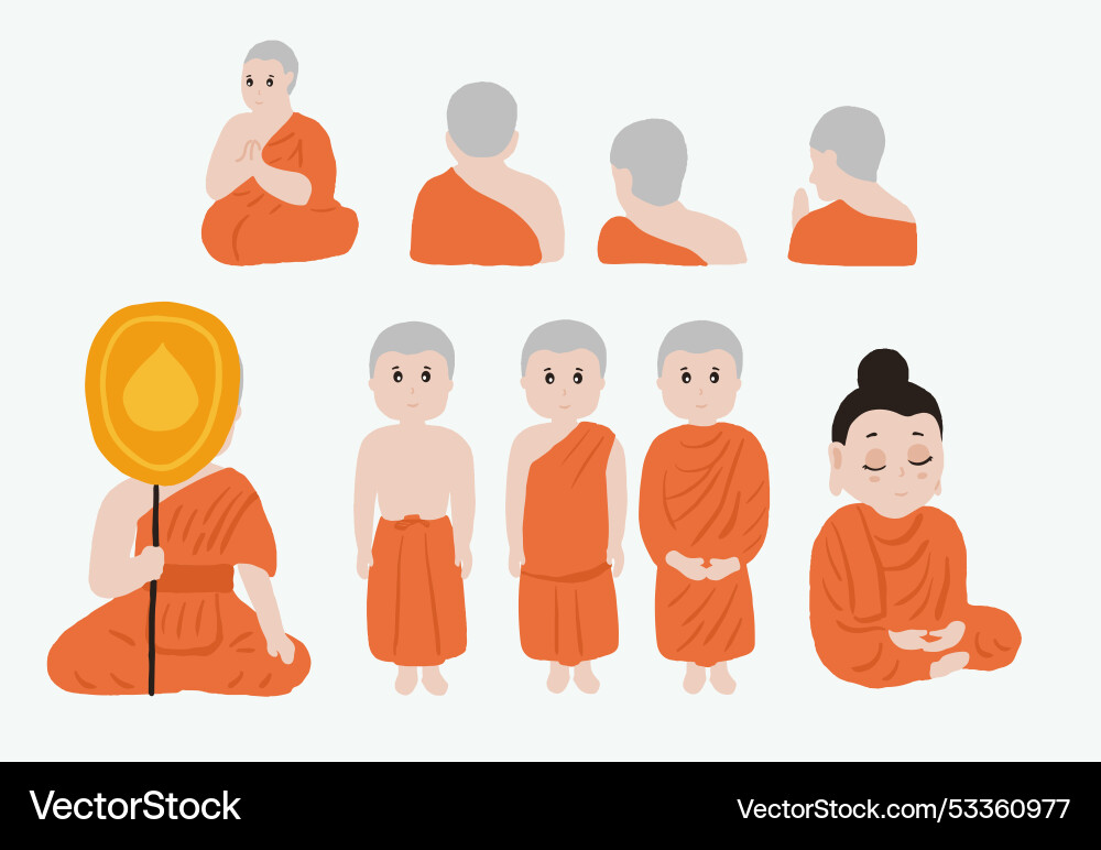 Monk character object element for thai culture Vector Image