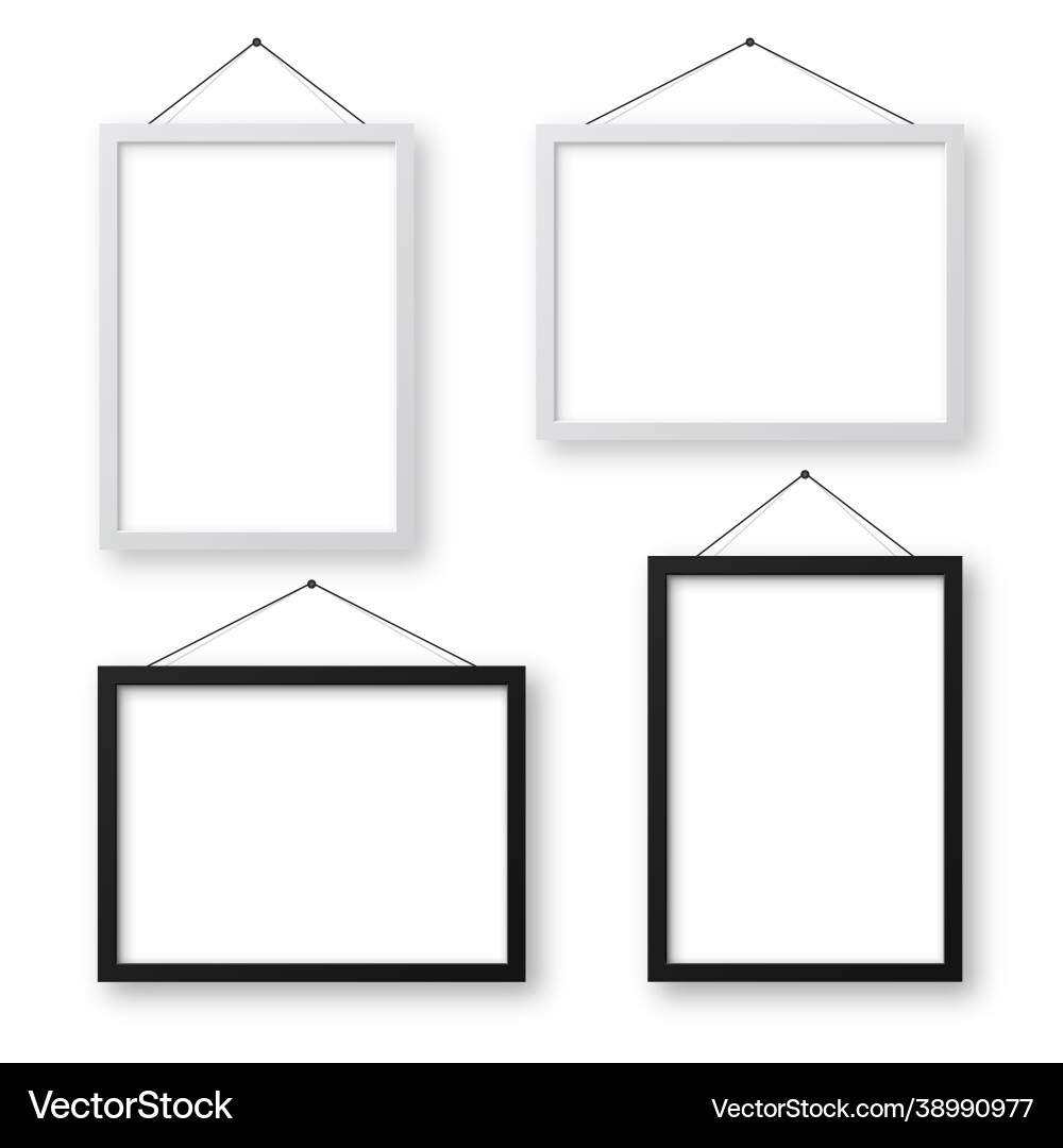 Realistic black and white picture frames Vector Image