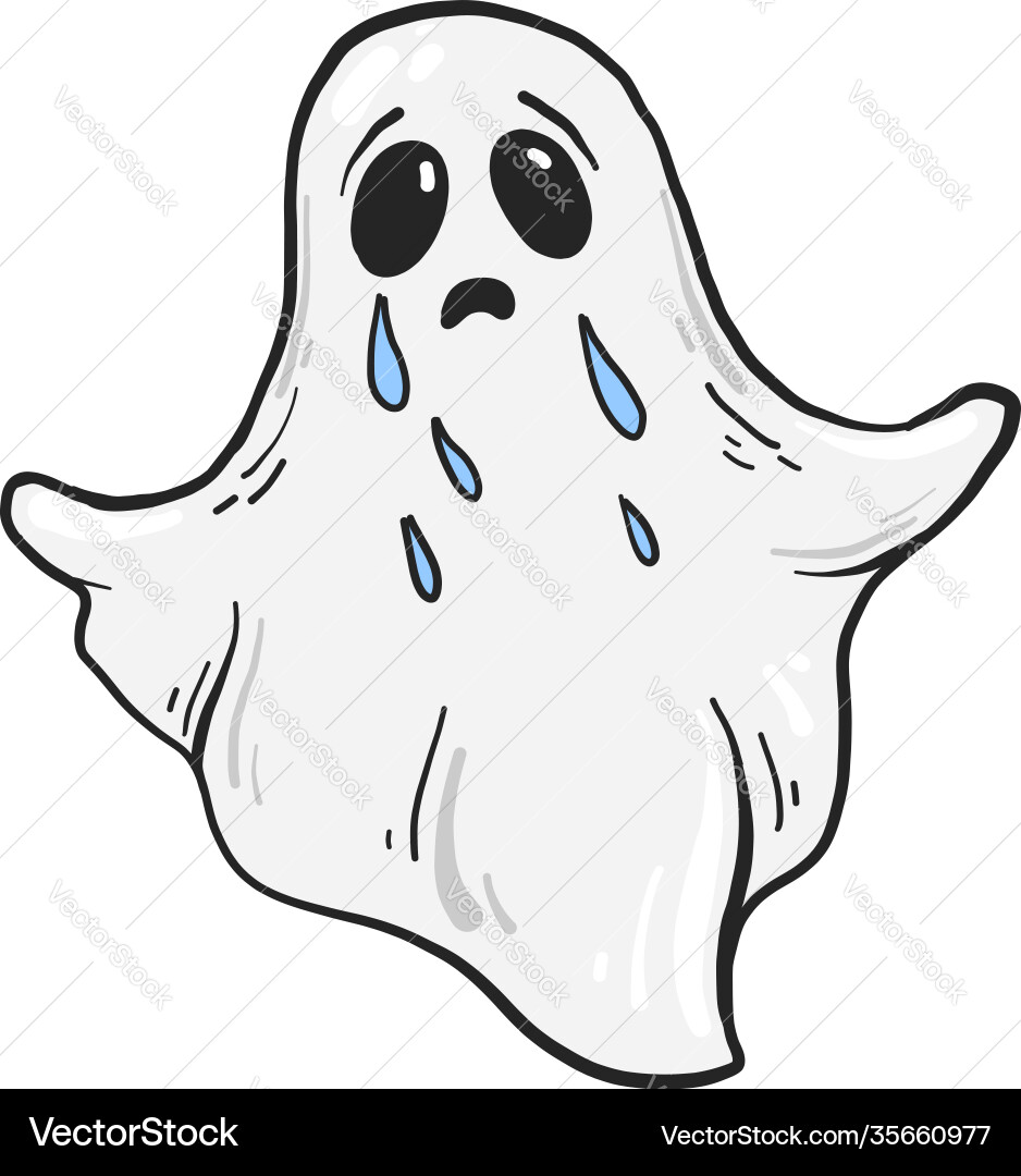 Sad ghost on white background Royalty Free Vector Image