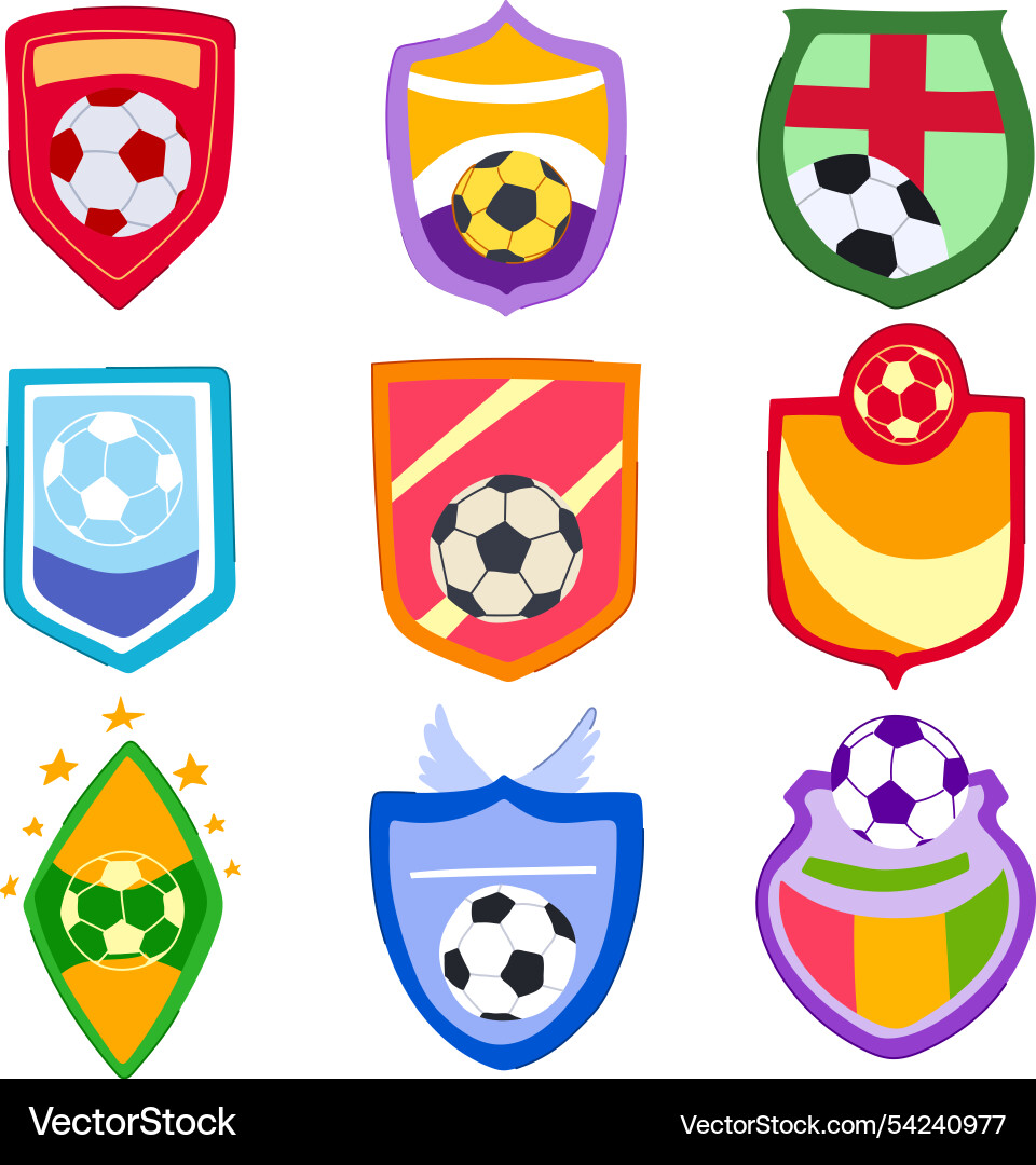 Soccer emblem set cartoon Royalty Free Vector Image