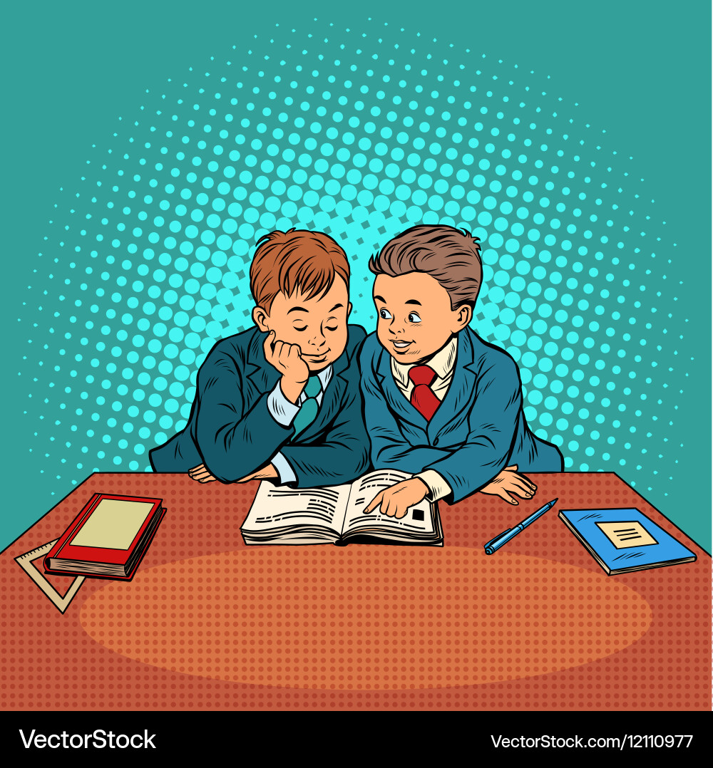 Two friends in school Royalty Free Vector Image