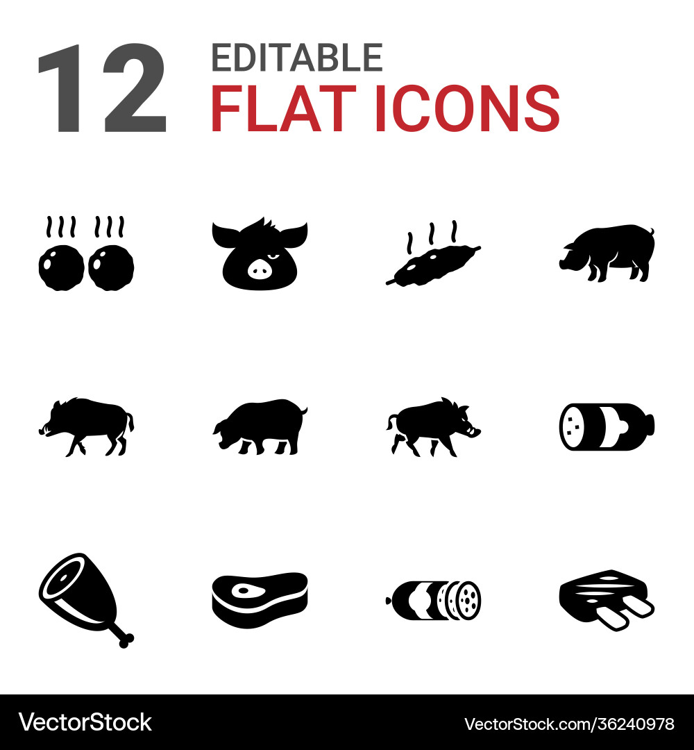 12 pork icons Royalty Free Vector Image - VectorStock