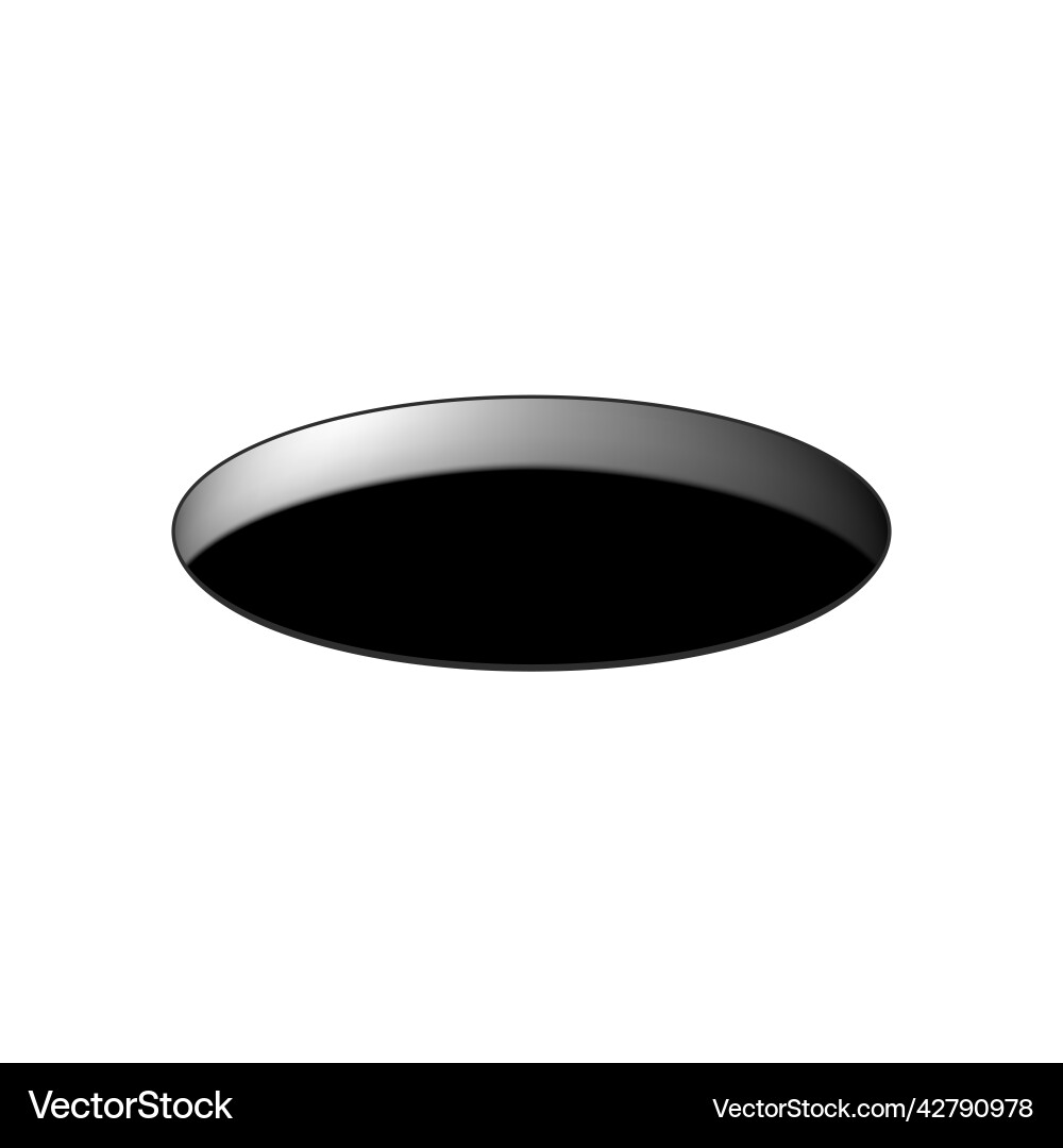 3d black round hole on white background Royalty Free Vector