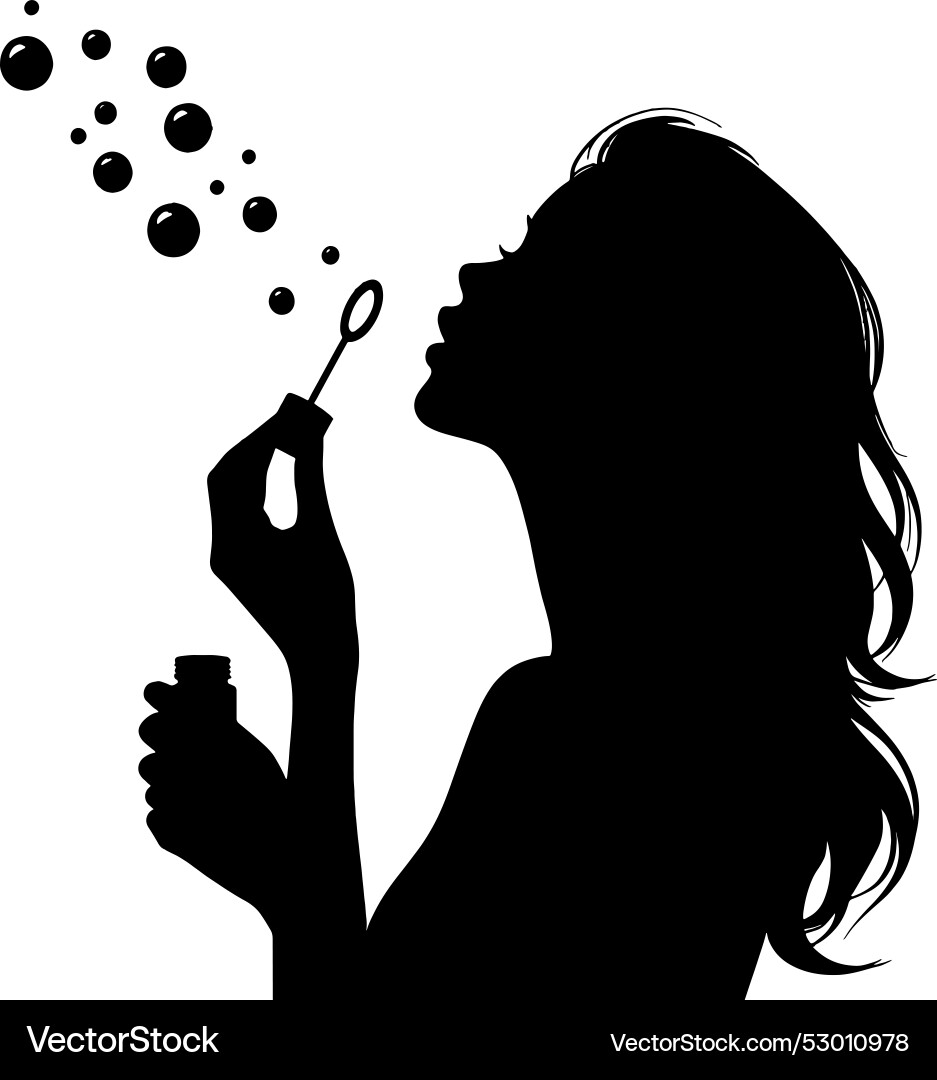 Blowing Bubbles Silhouette Girl Blowing Bubbles Free Vector