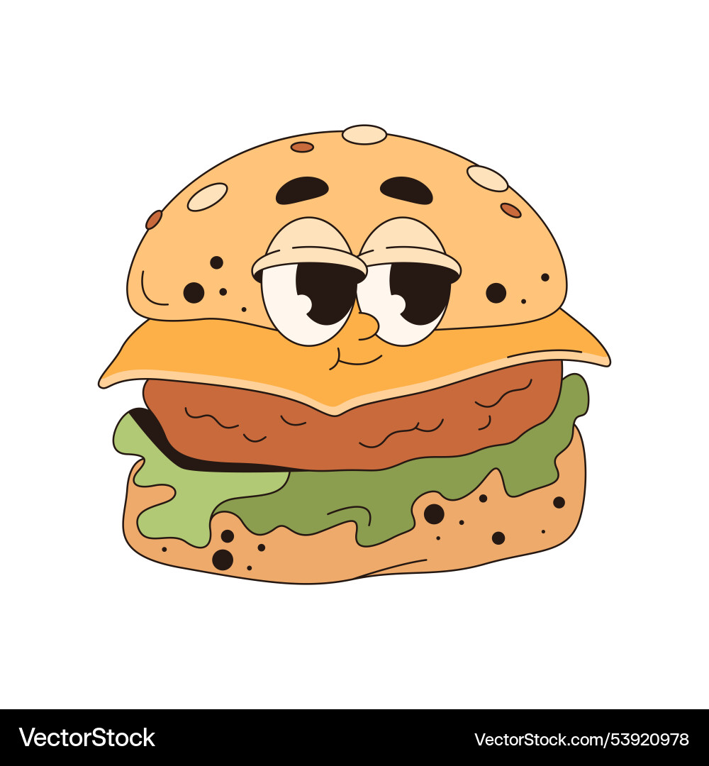 Cartoon burger with face eye cheeseburger Vector Image