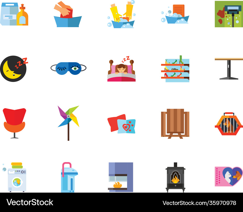 Domestic life icon set Royalty Free Vector Image