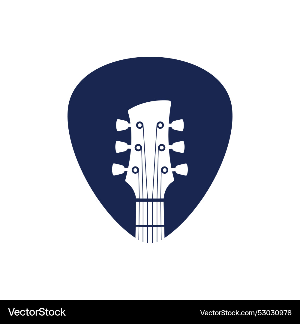 Guitar headstock and pick logo design Royalty Free Vector