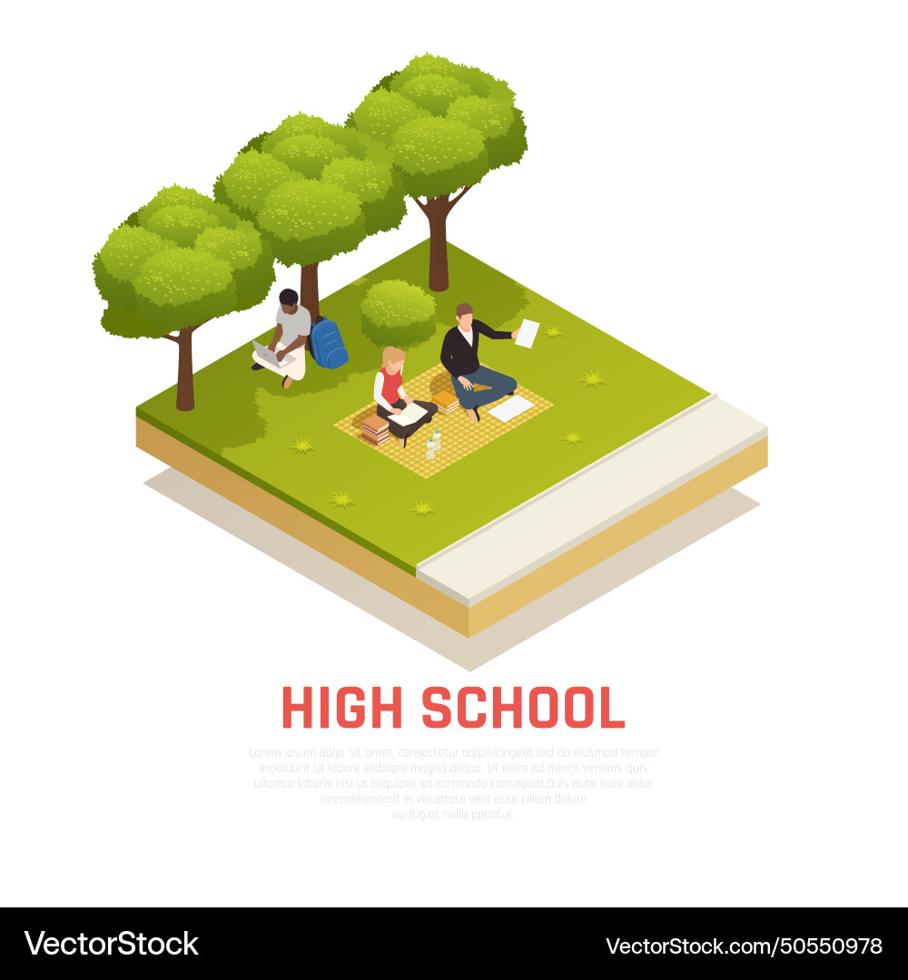 High school students composition Royalty Free Vector Image