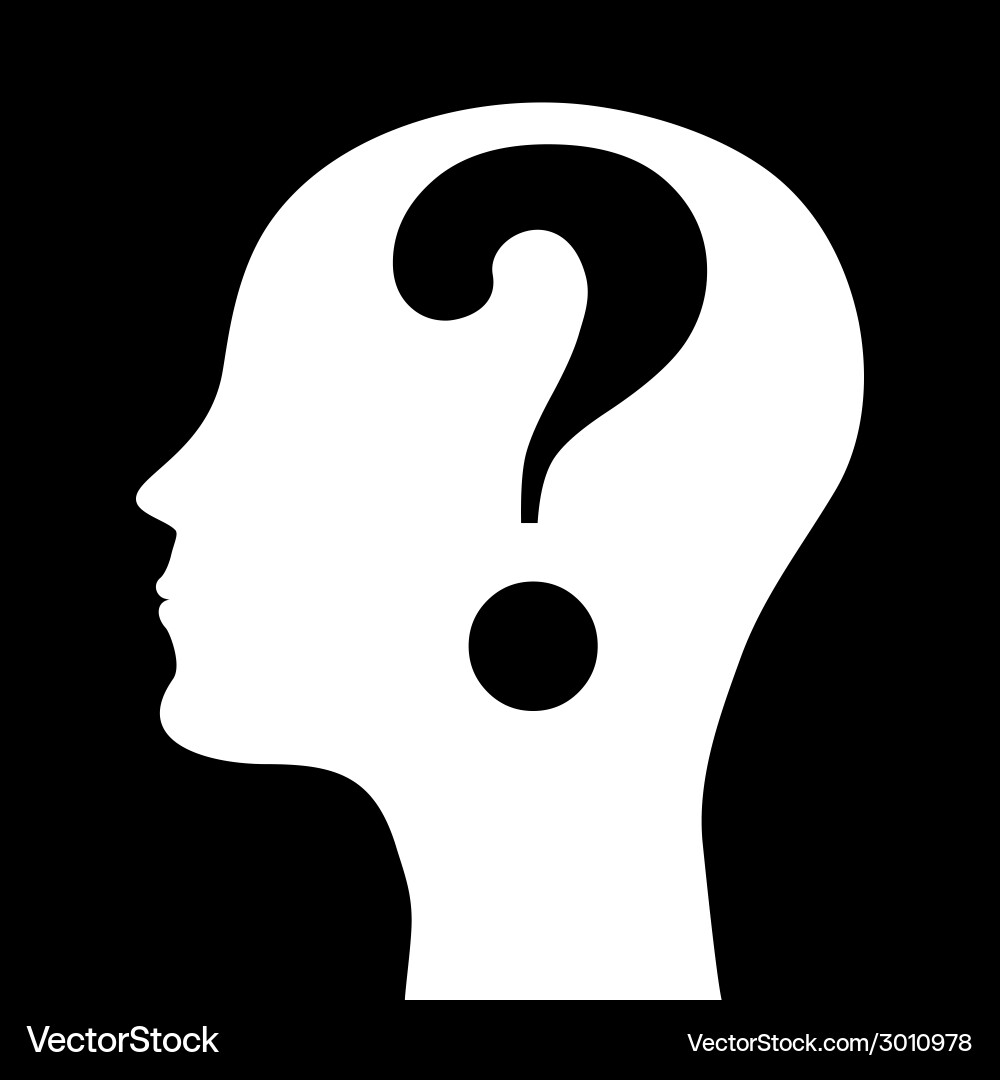 Human head silhouette with a question mark Vector Image