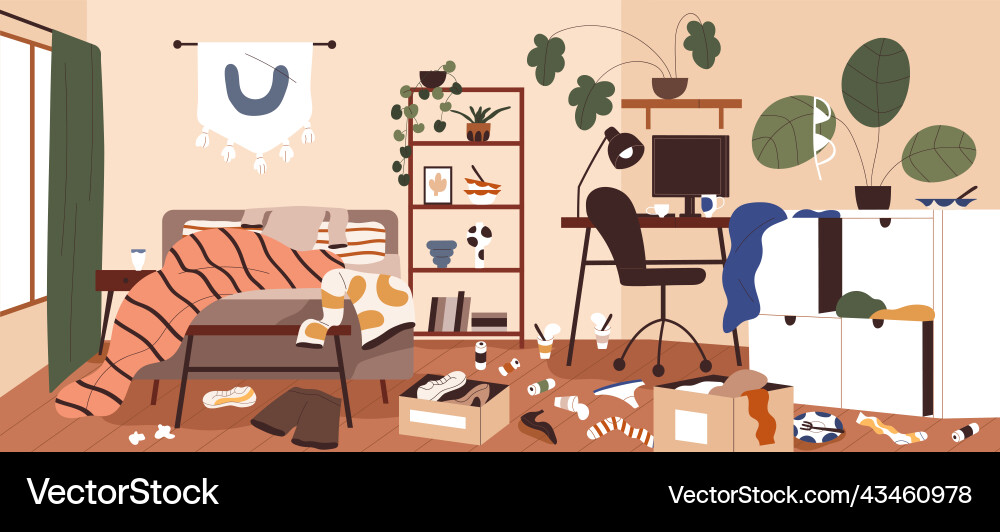 Messy and Cluttered Room Royalty Free Vector Image
