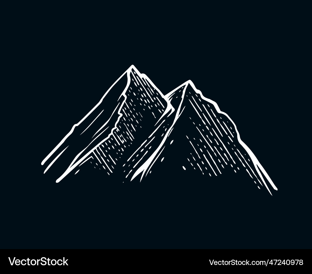 Mountain Line Art Sketch – Royalty-Free Vector | VectorStock