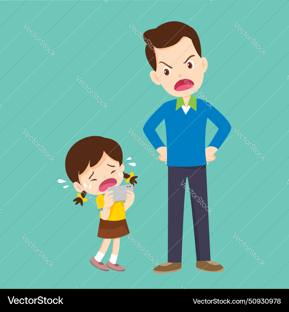 Parent angry to kid addicted phone Royalty Free Vector Image