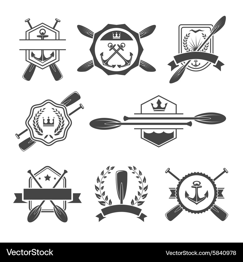 Rowing & Paddle Badges - Nautical Icons Vector Image