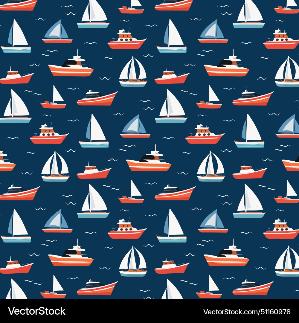 Sea vessels in a pattern Royalty Free Vector Image