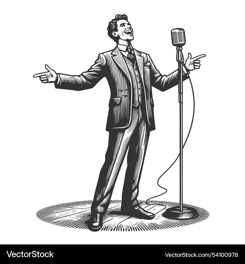 Stand-up comedian on stage Royalty Free Vector Image