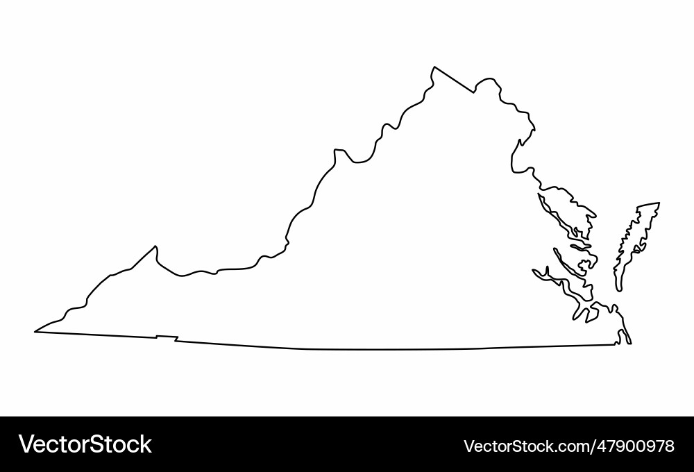 Virginia state outline map Royalty Free Vector Image