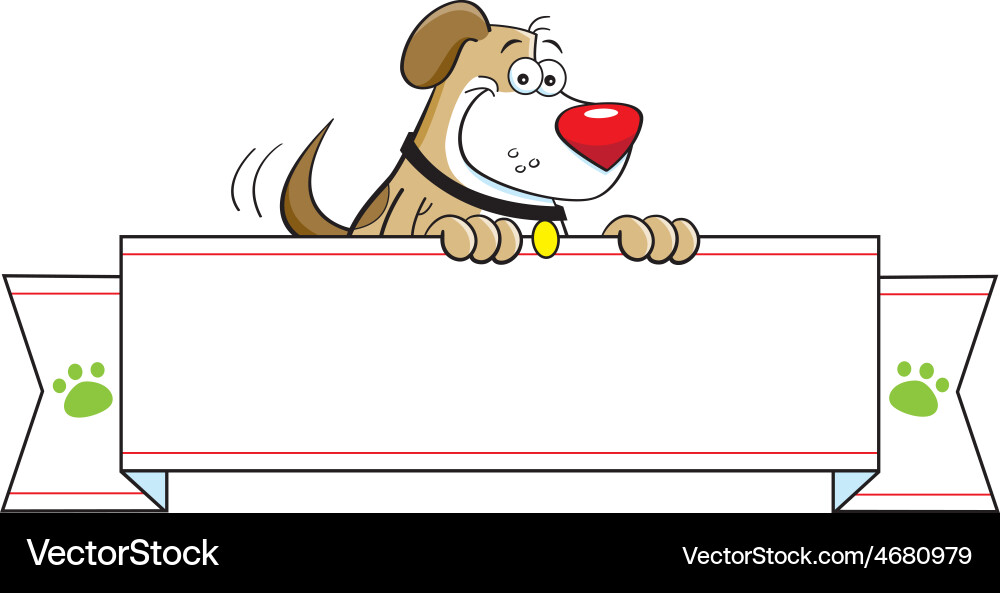 Cartoon dog holding a banner sign Royalty Free Vector Image