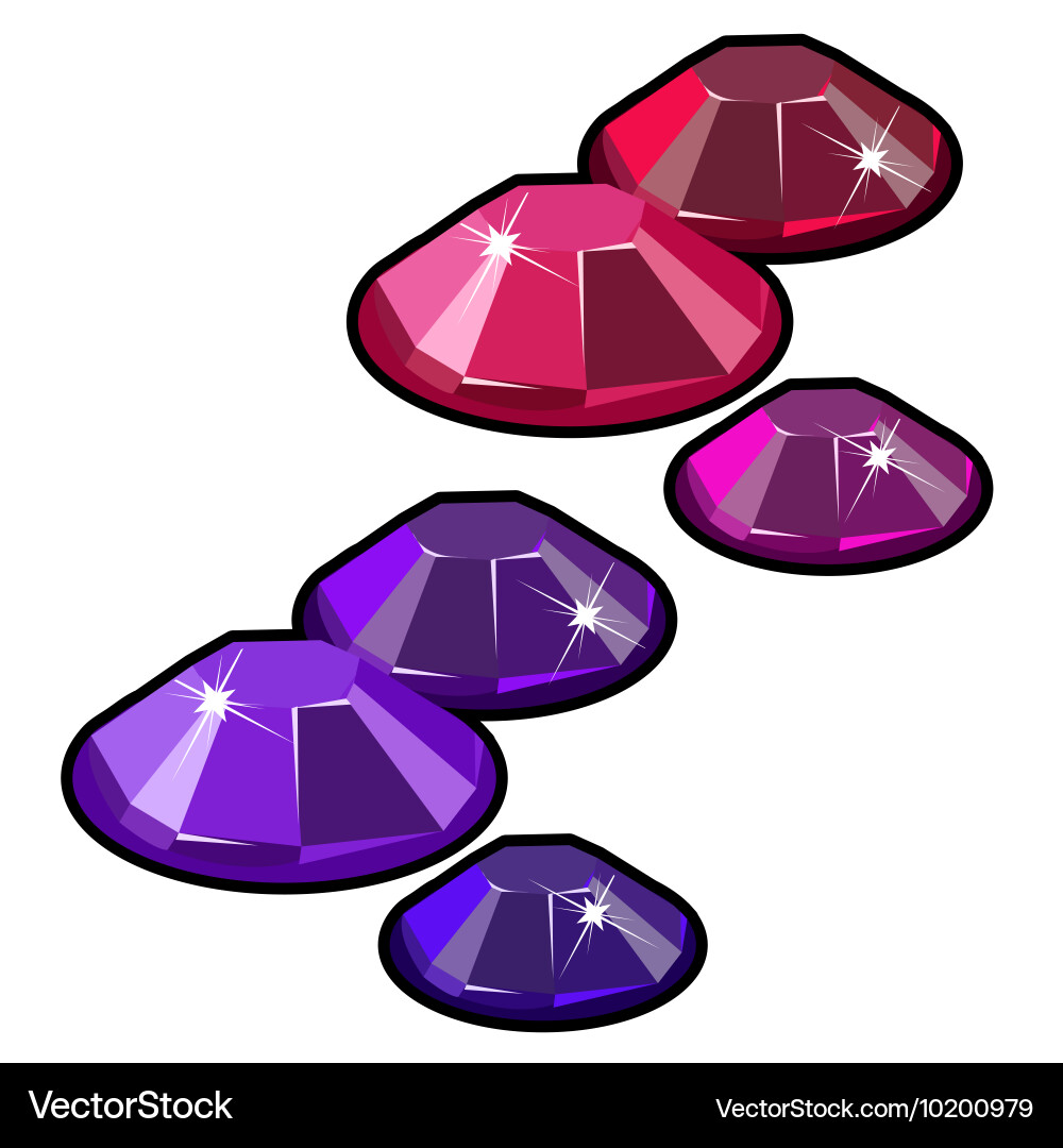 Cartoon gems game pieces on white background Vector Image